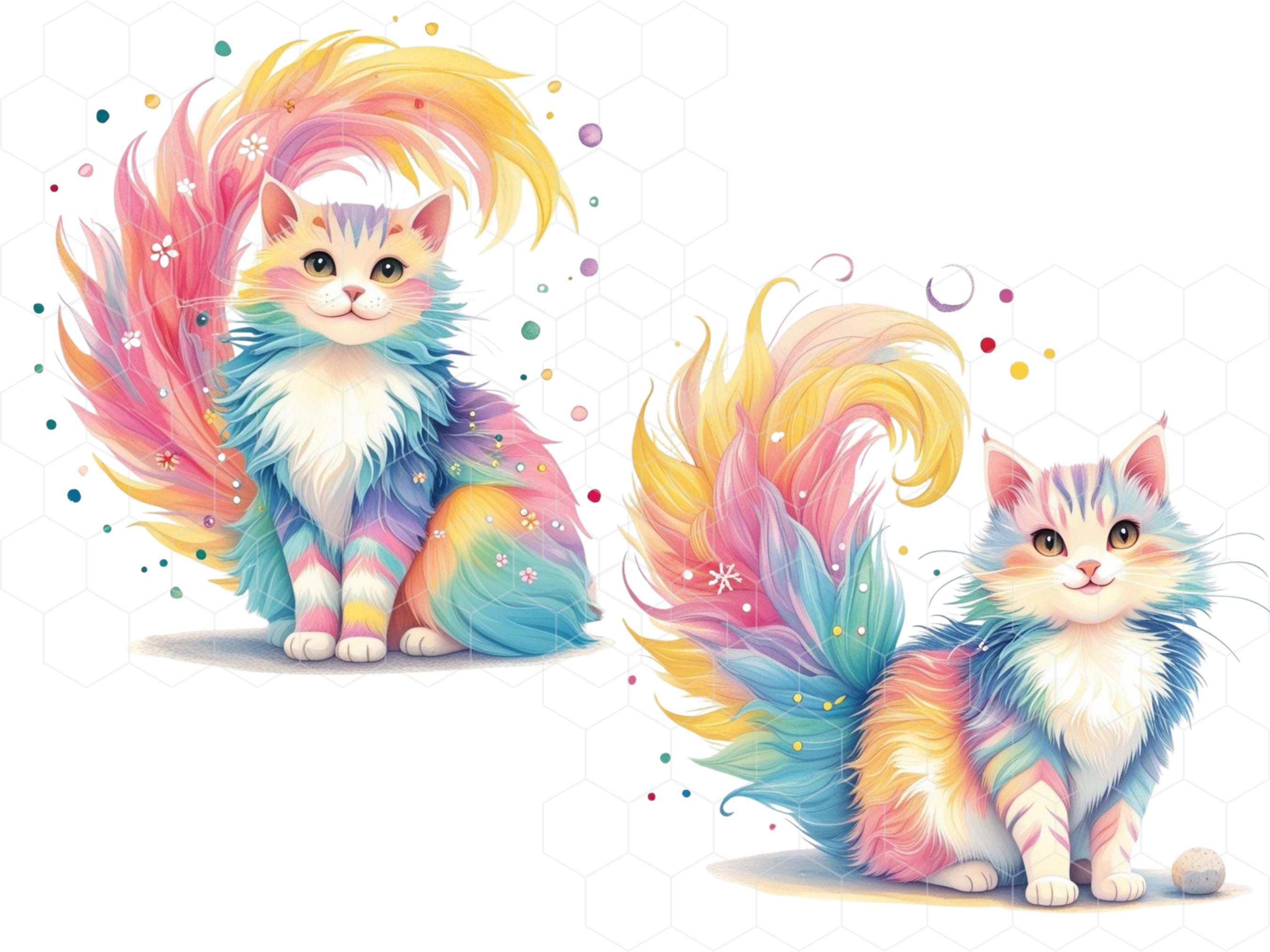 Pastel Cat Clipart, Pastel Cat PNG, Cats Clipart Bundle, Cute Cat ...