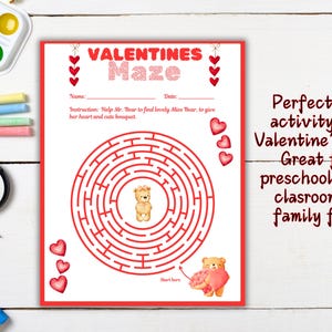 Valentine's Maze Printable: Kids Activity Game (PDF) - Etsy
