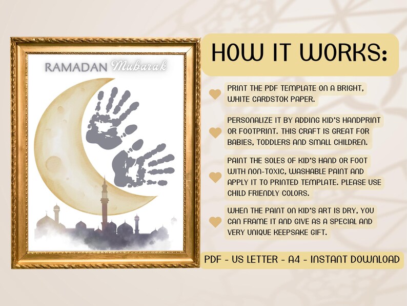 My First Ramadan, Handprint Footprint Art, Islamic Baby Gift, Ramadan ...