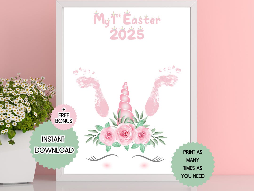 My First Easter Handprint Art, Easter Unicorn Handprit Art, Handprint ...