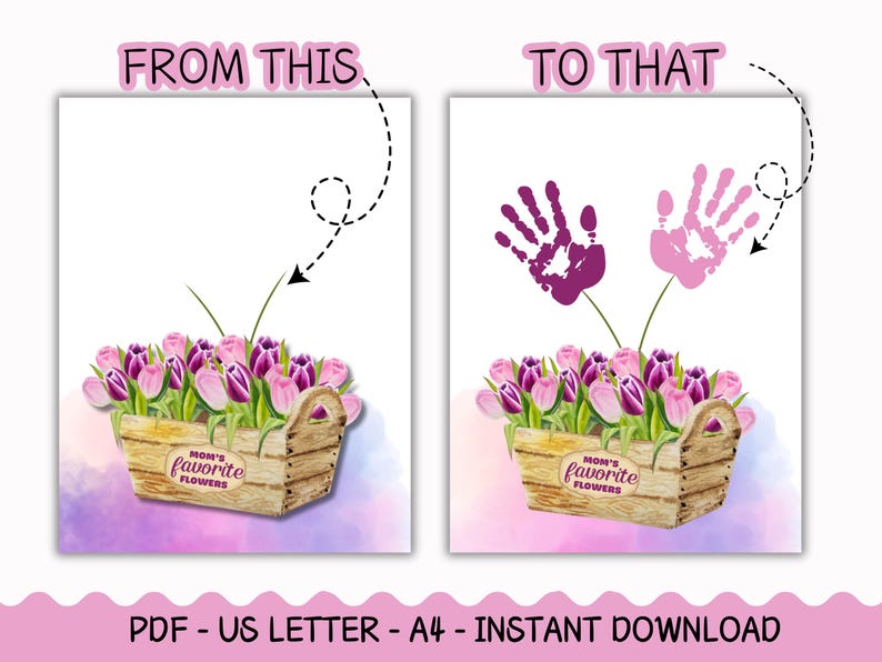 Handprint Tulips for Mom, Handprint DIY Craft Art, Baby Handprint Art ...