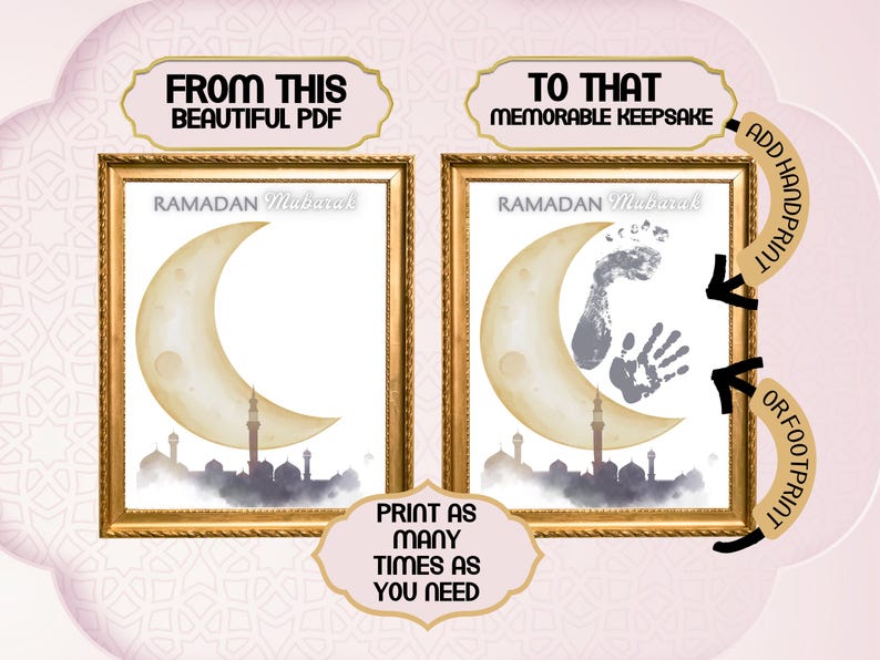 My First Ramadan, Handprint Footprint Art, Islamic Baby Gift, Ramadan ...