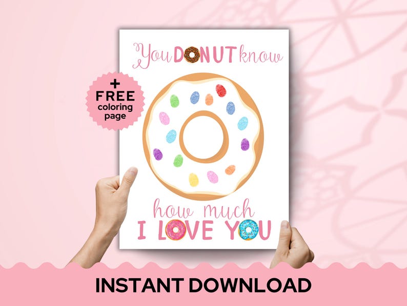 Donut Father's Day Handprint Craft: Kids Activity, Bonus Coloring Page ...