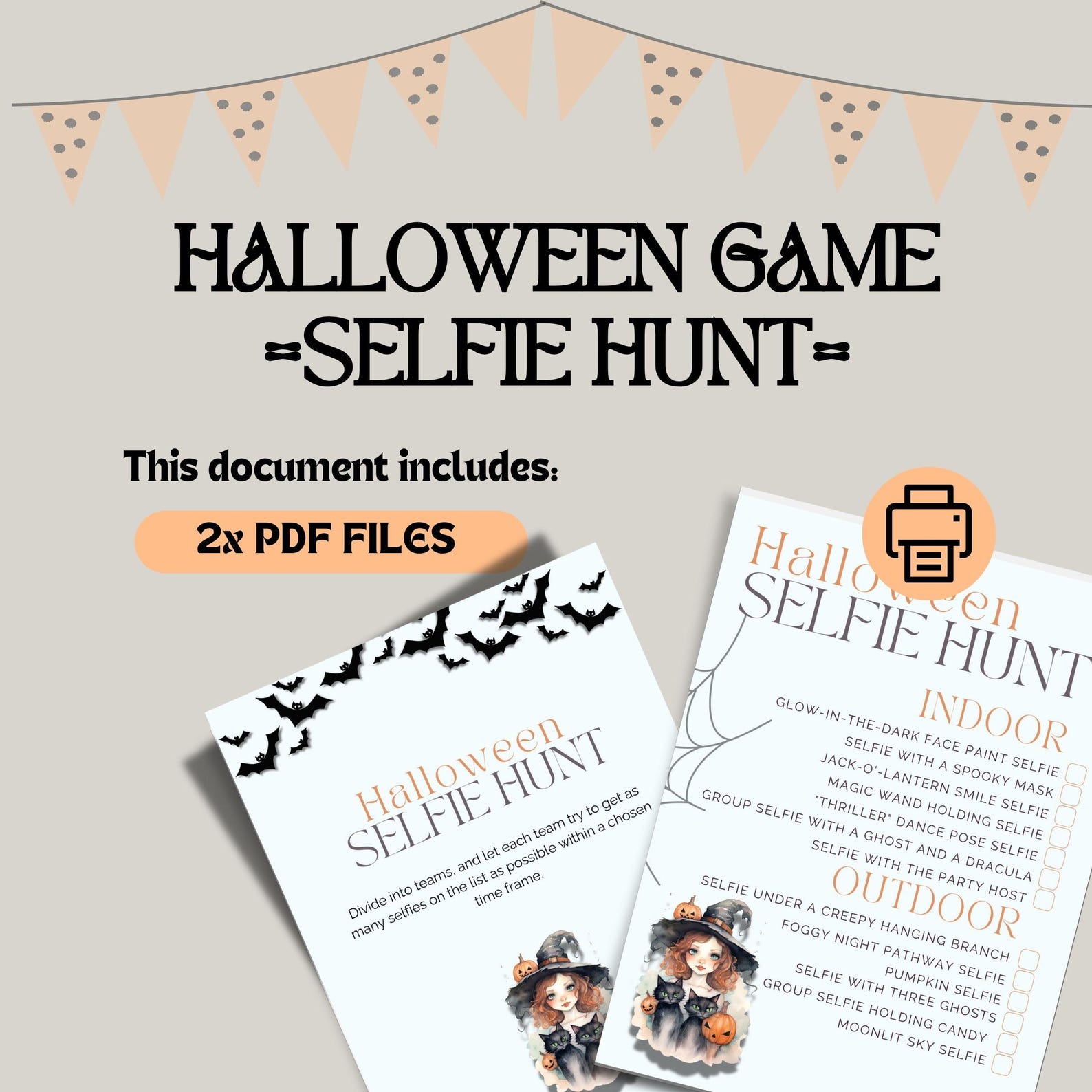 Fun Halloween Printable Selfie Hunt Game for Kids Family Adults Parties ...