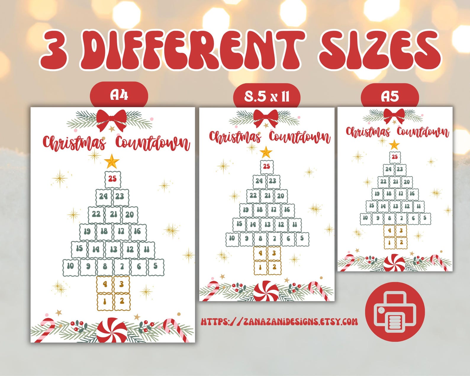Christmas Tree Countdown Coloring Page: Family Advent Calendar (digital ...