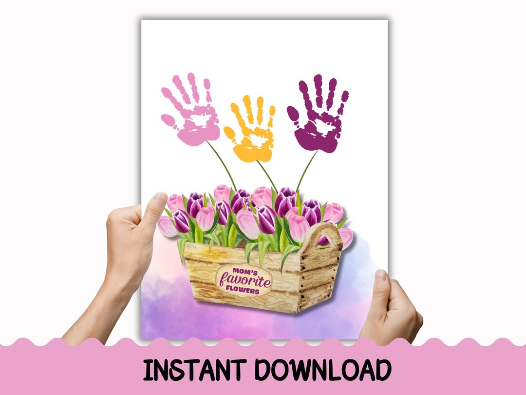Handprint Tulips for Mom, Handprint DIY Craft Art, Baby Handprint Art ...