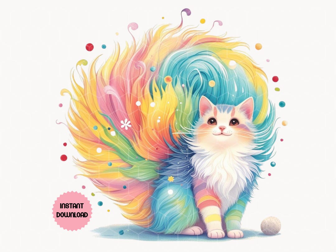 Pastel Cat Clipart, Pastel Cat PNG, Cats Clipart Bundle, Cute Cat ...