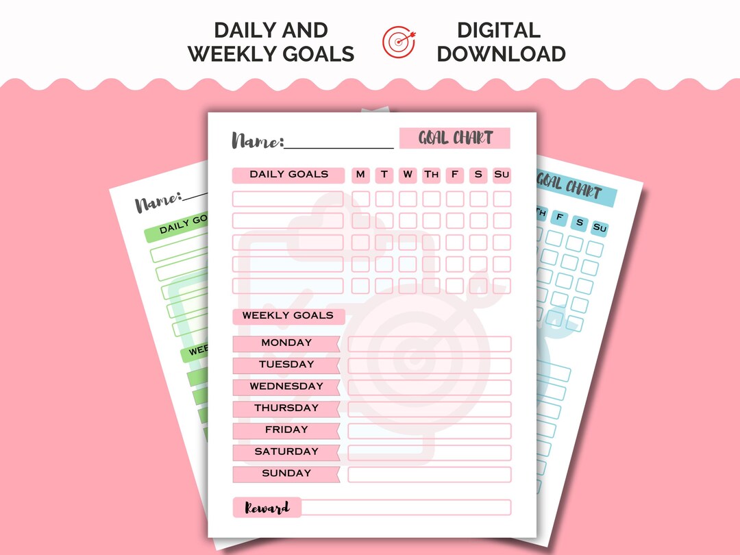 Weekly Goal Tracker - Printable Goal Setting Planner | Daily ...