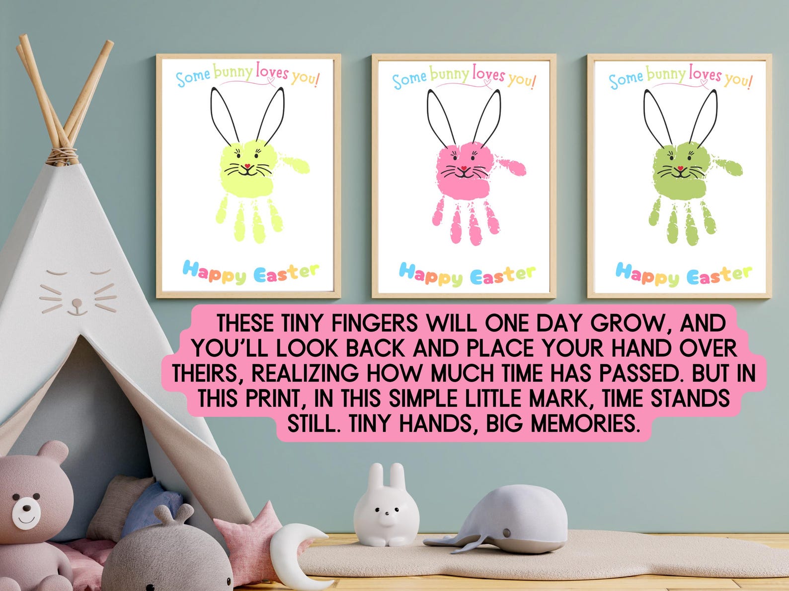 Easter Handprint Art, DIY Personalized Home Decor, Footprint Printable ...