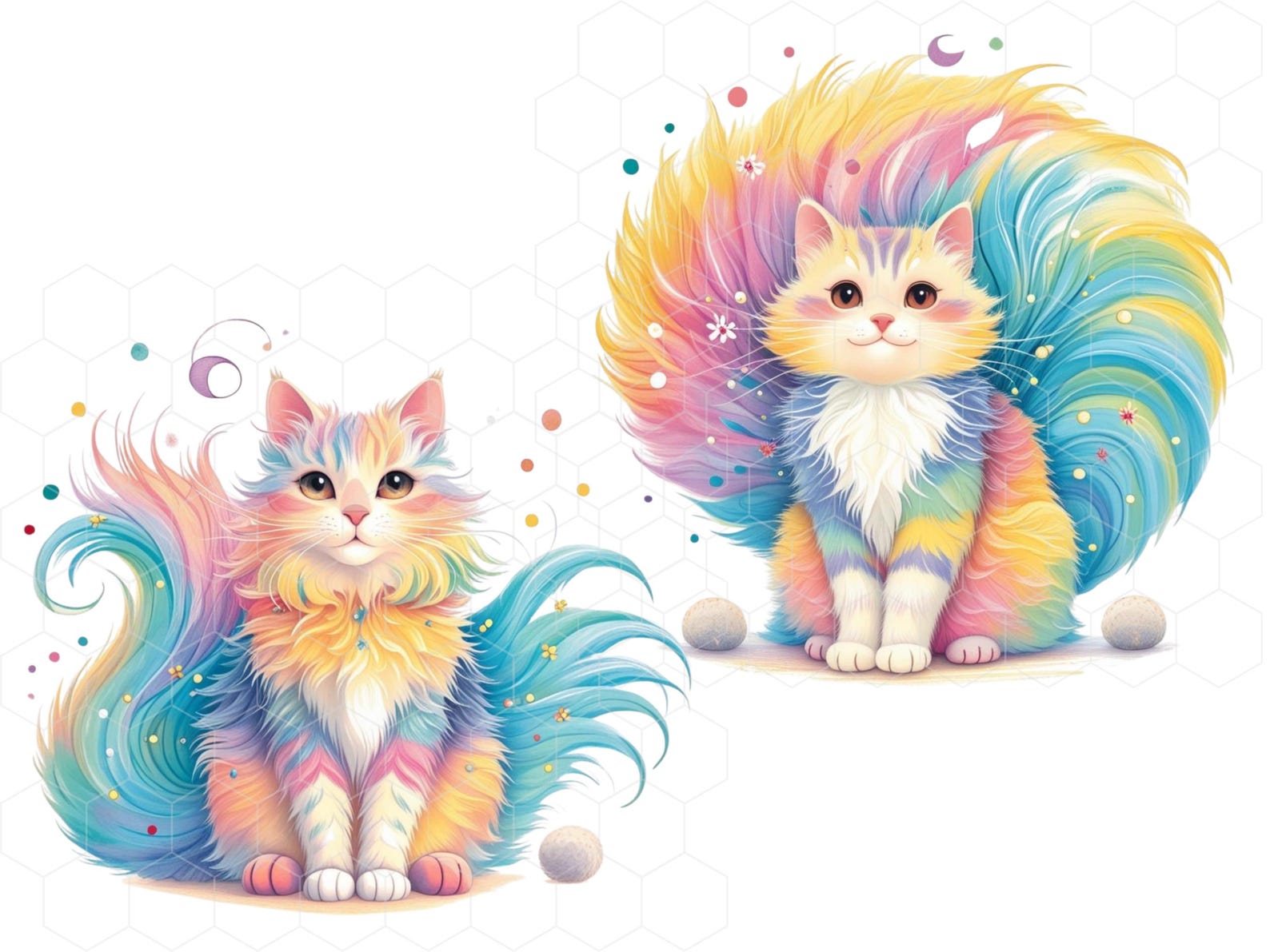 Pastel Cat Clipart, Pastel Cat PNG, Cats Clipart Bundle, Cute Cat ...