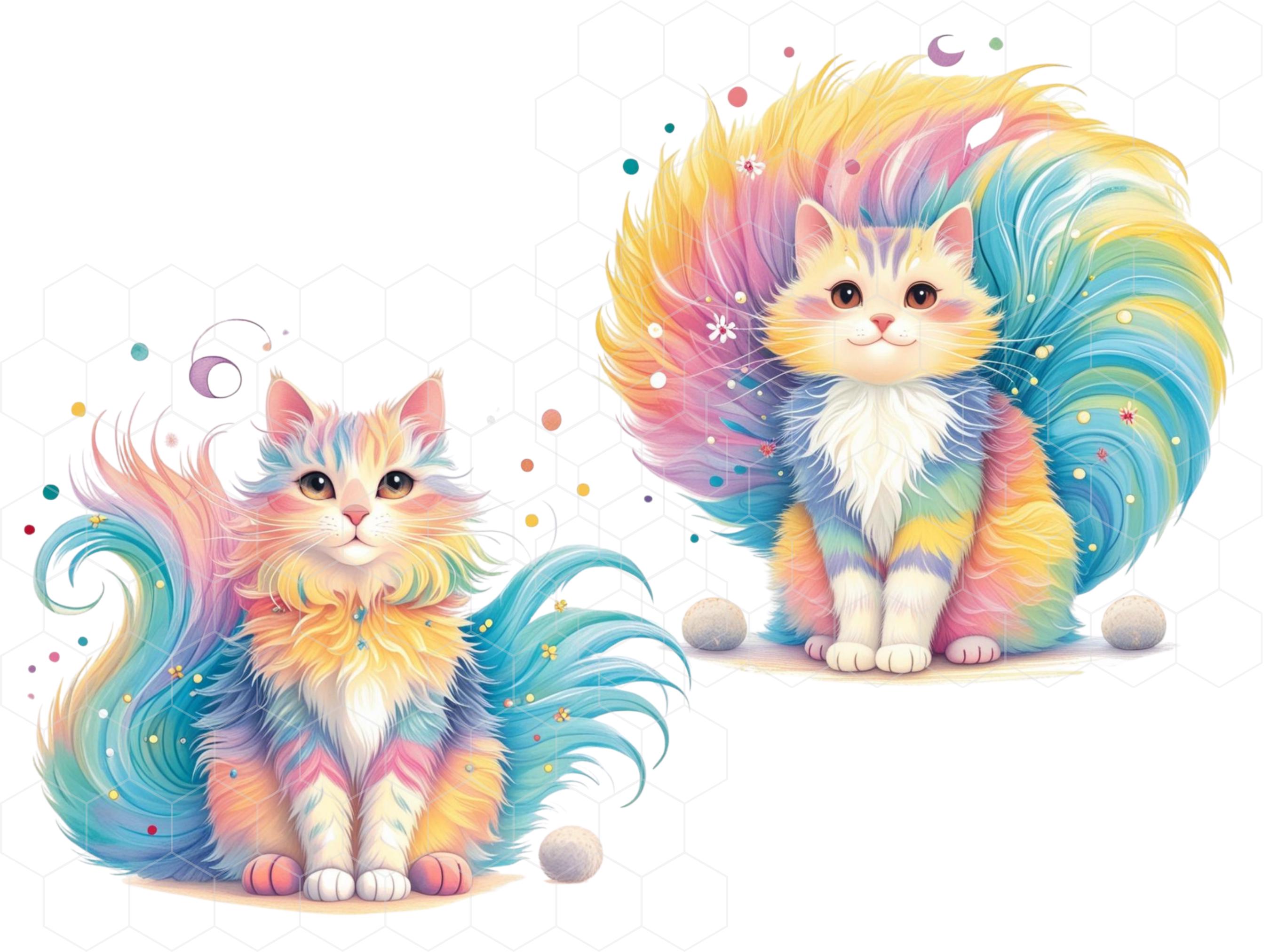 Pastel Cat Clipart, Pastel Cat PNG, Cats Clipart Bundle, Cute Cat ...