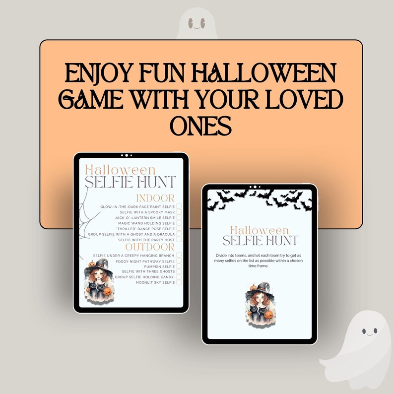 Fun Halloween Printable Selfie Hunt Game for Kids Family Adults Parties ...