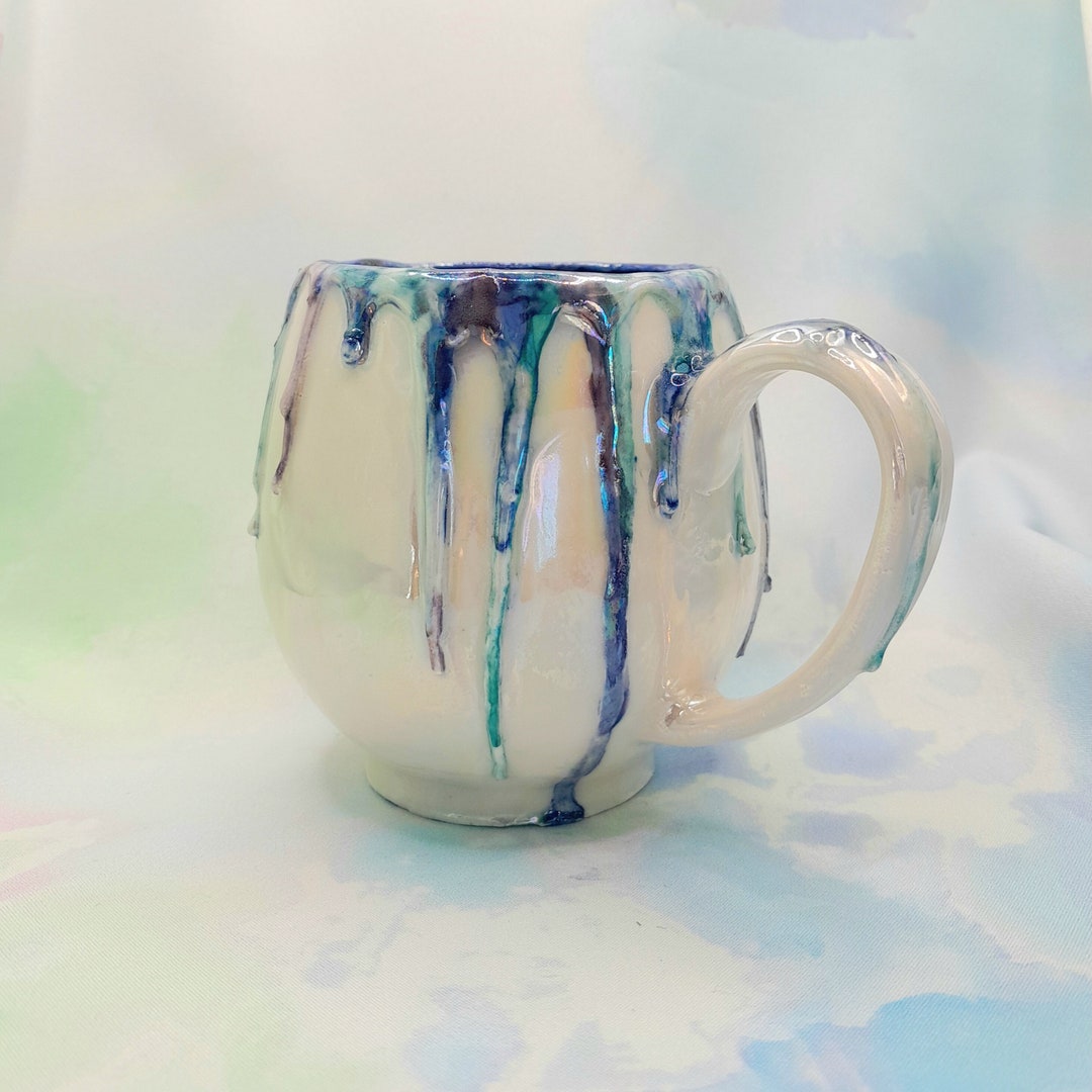 Porcelain Blue and Purple Drip Mug - Etsy