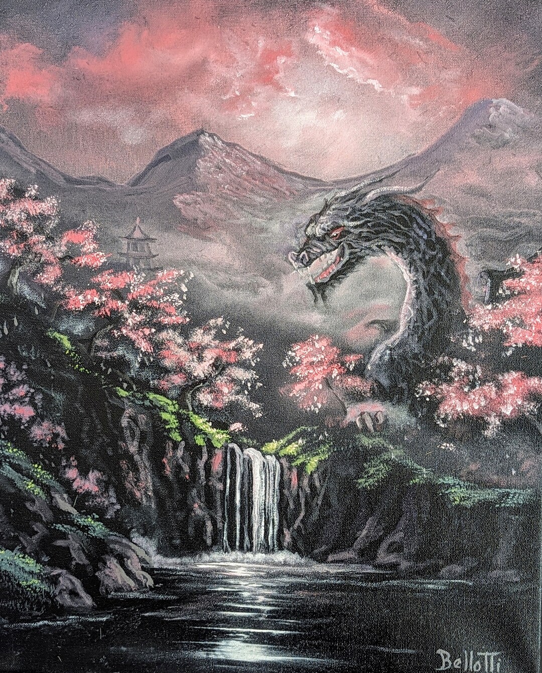 Dragon Painting Zen Dragon Oil on Canvas 16" X 20" - Etsy