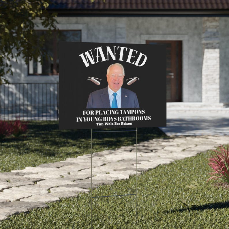 Funny Tim Walz Tampon Yard Sign - Etsy