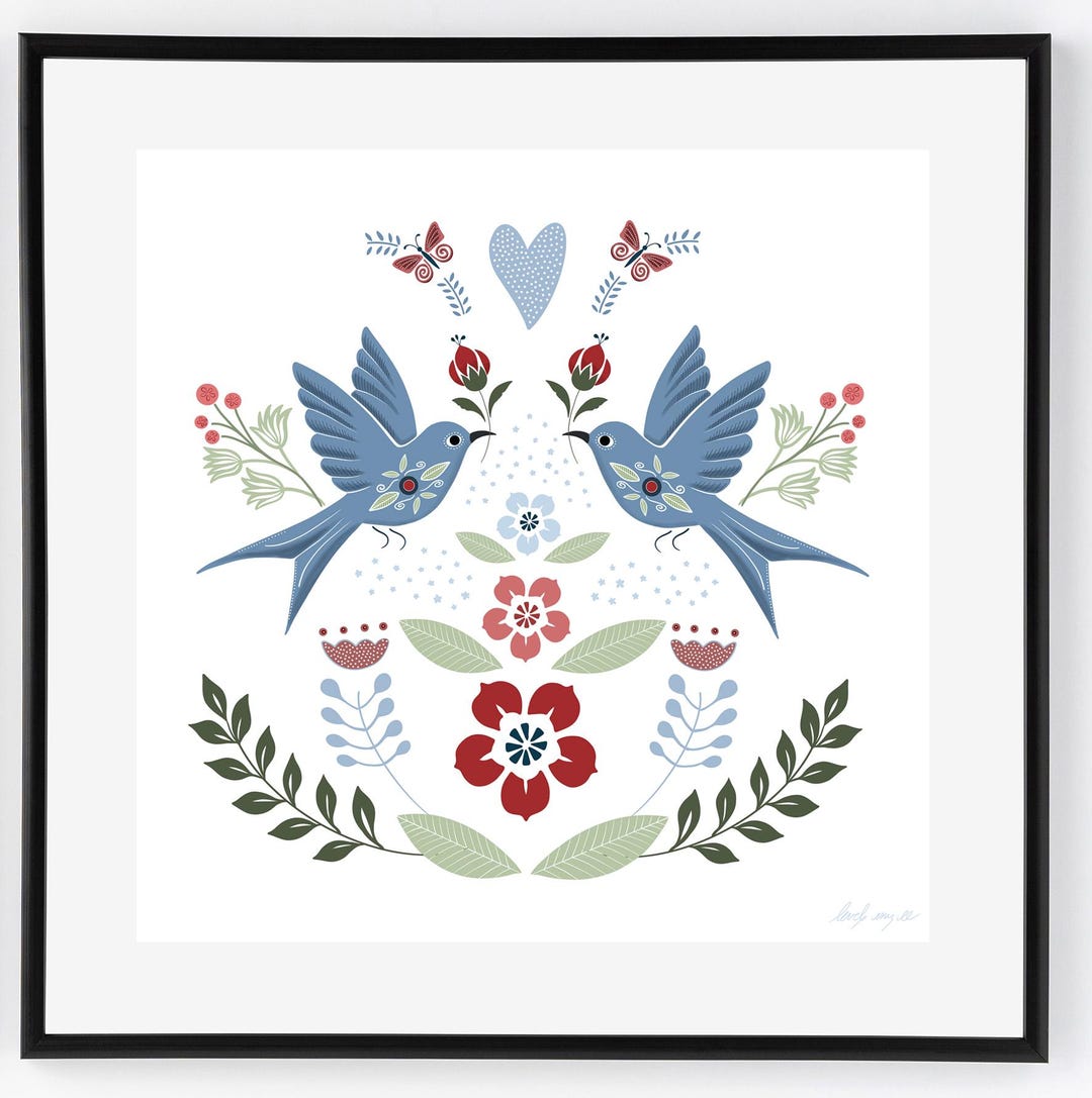 Nordic Kurbits Pattern: Floral Bird Design (digital Download) - Etsy