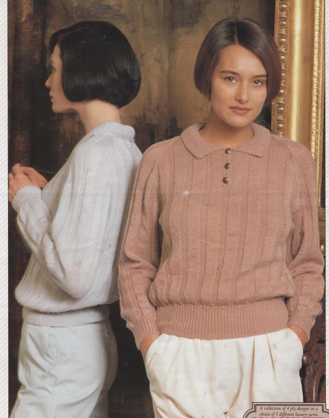 Ladies 4 Ply Collared Shirt Neck Jumper Sweater Knitting Pattern Size ...