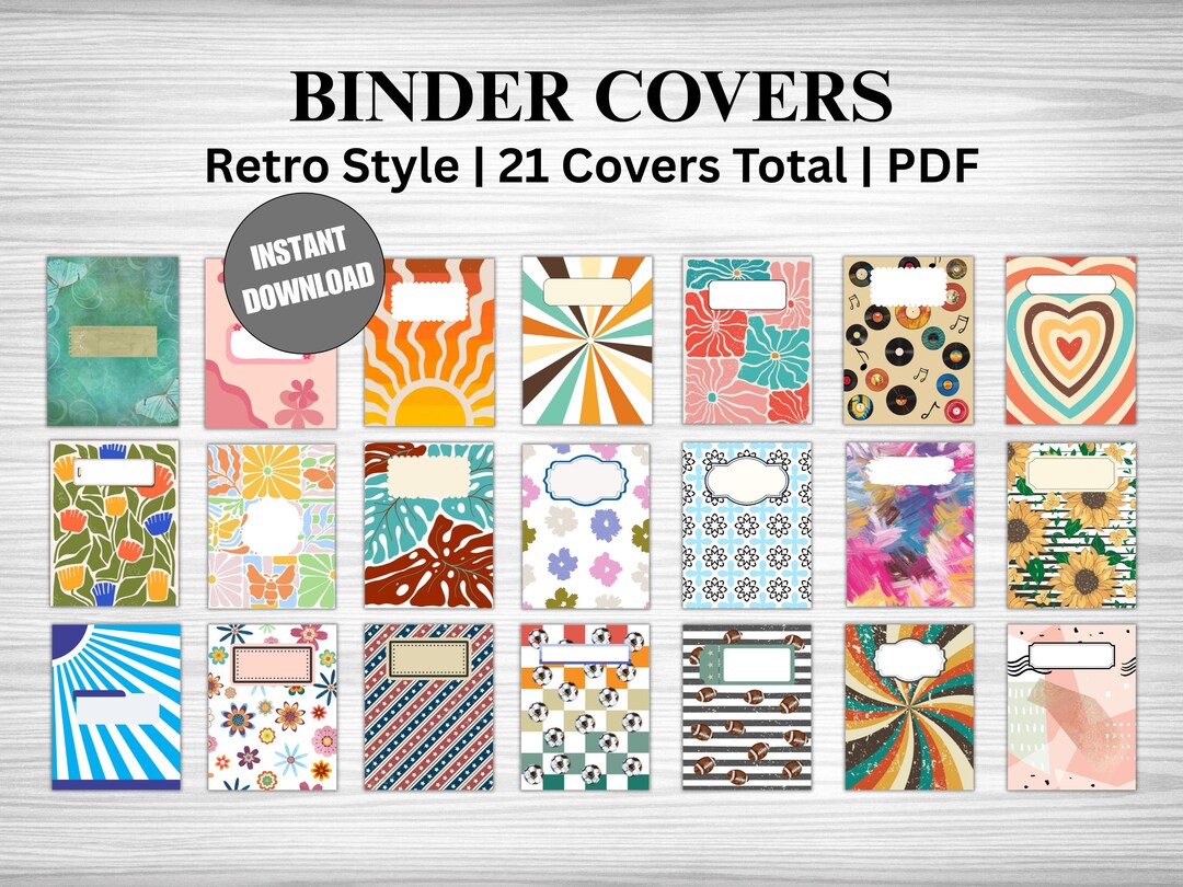 Retro Design Printable Binder Covers: Back to School (PDF Download) - Etsy