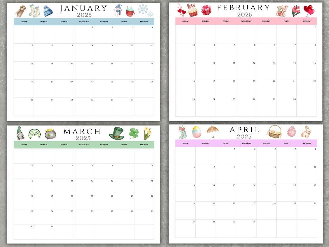 2025 Calendar Printable | Cute Calendar Planner | Monthly Planner ...