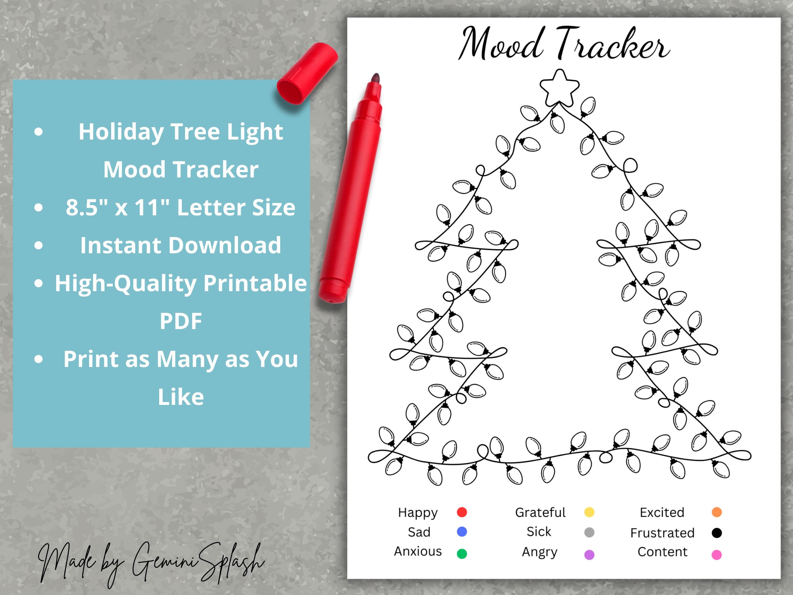 Christmas Tree Mood Tracker Printable | Holiday Feelings Journal (PDF ...