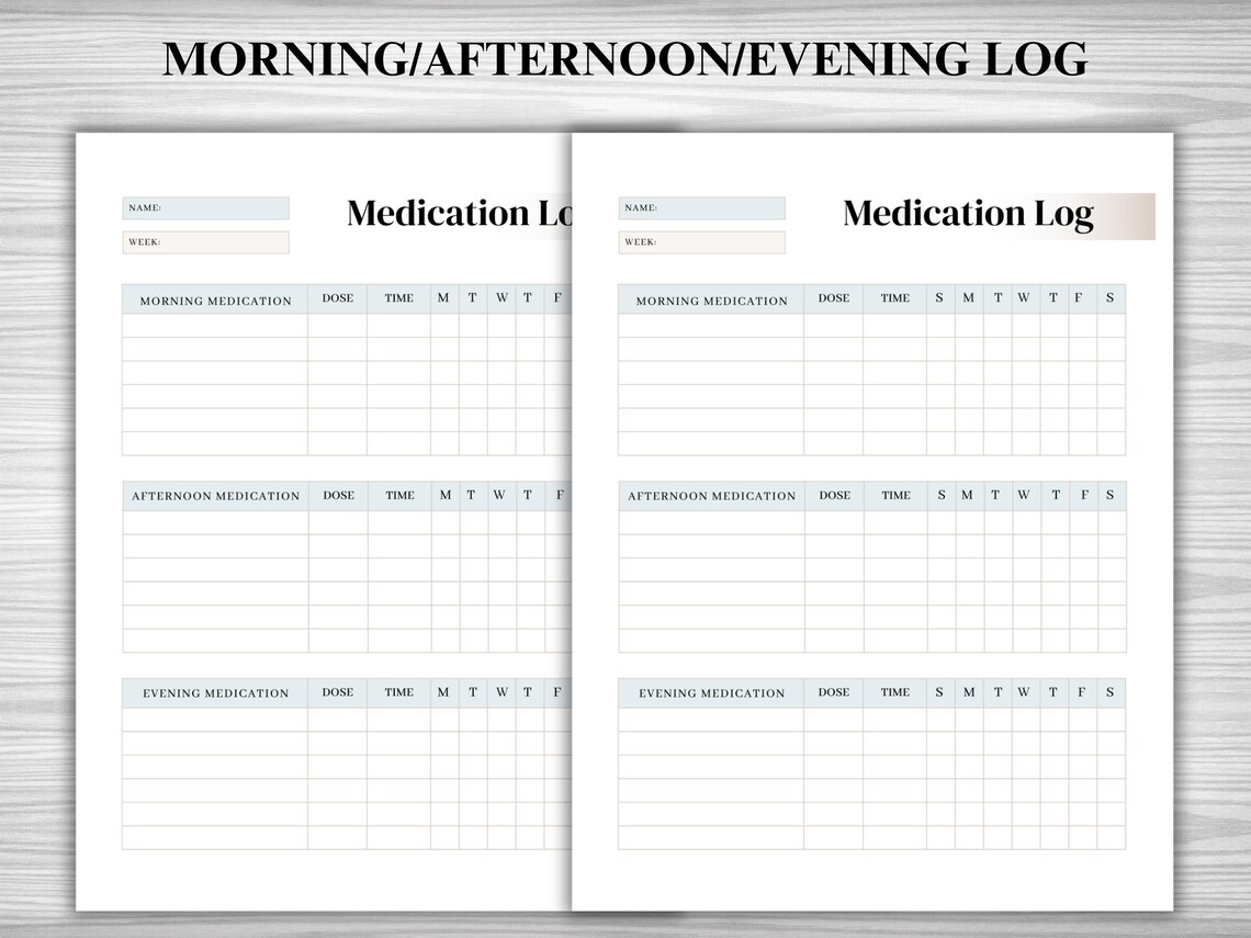 Medication Log Printable: Daily Tracker, AM PM Schedule (PDF) - Etsy