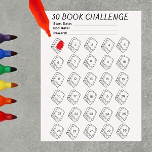 30 Book Challenge Printable: Reading Tracker (PDF) - Etsy