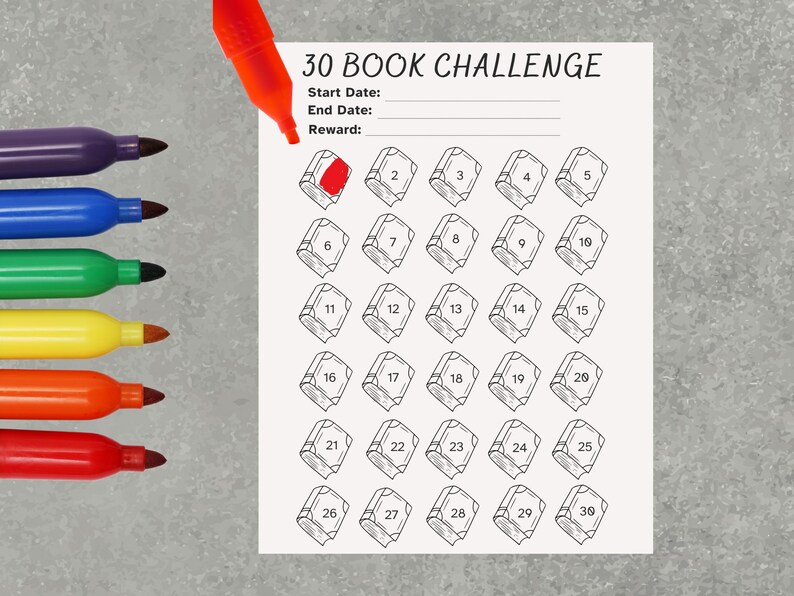 30 Book Challenge Printable: Reading Tracker (PDF) - Etsy