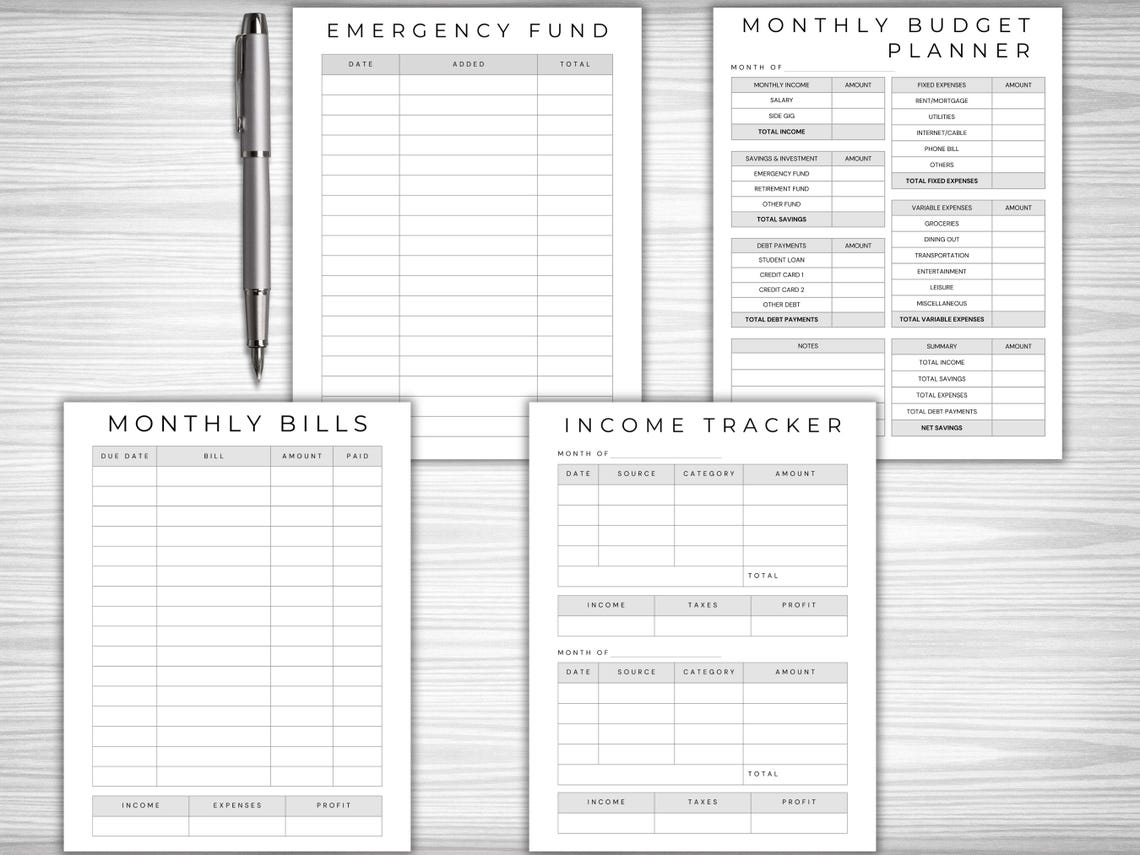 Minimalist Budget Planner Bundle: Finance Tracker Printables (PDF) - Etsy