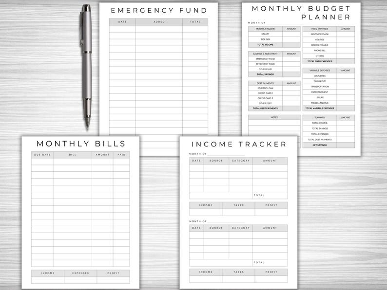 Minimalist Budget Planner Bundle: Finance Tracker Printables (PDF) - Etsy