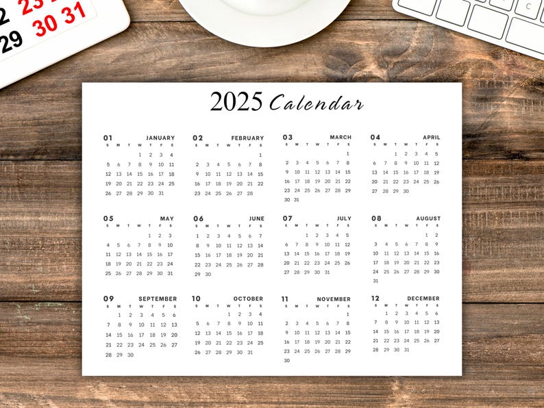 2025 Monthly Calendar Printable: Minimalist Planner (PDF) - Etsy