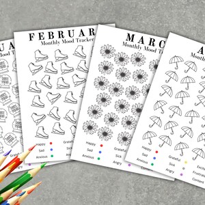 Monthly Mood Trackers | Yearly Mood Trackers | Mood Tracker Bundle ...