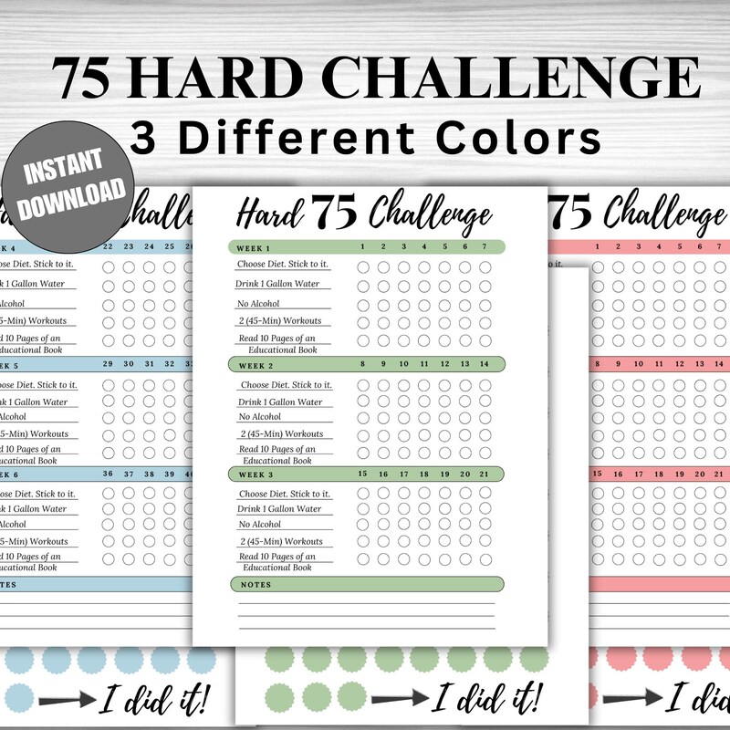 75 Hard Printable - Etsy
