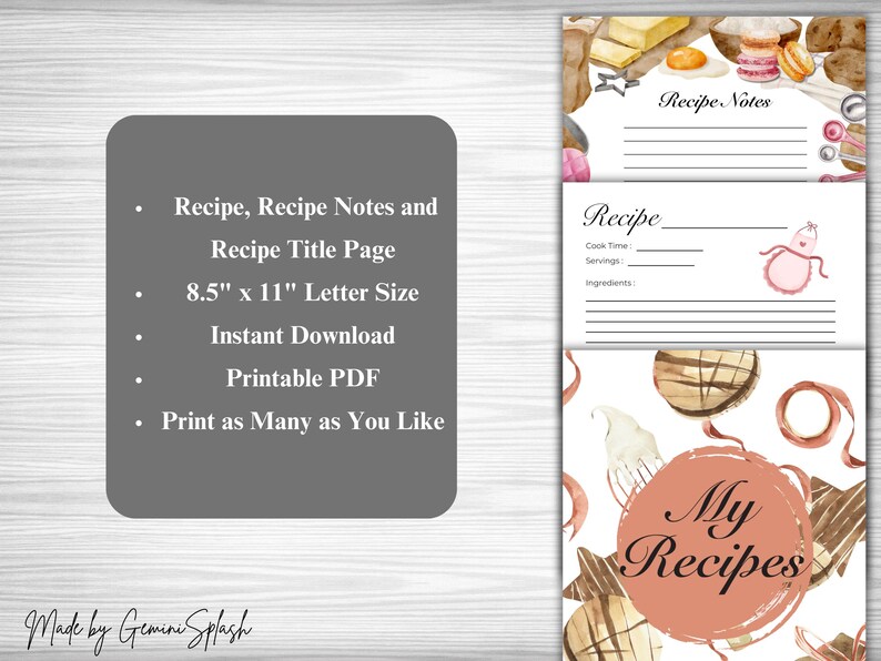 Recipe Binder Printables: Recipe Notes & Instructions (PDF) - Etsy