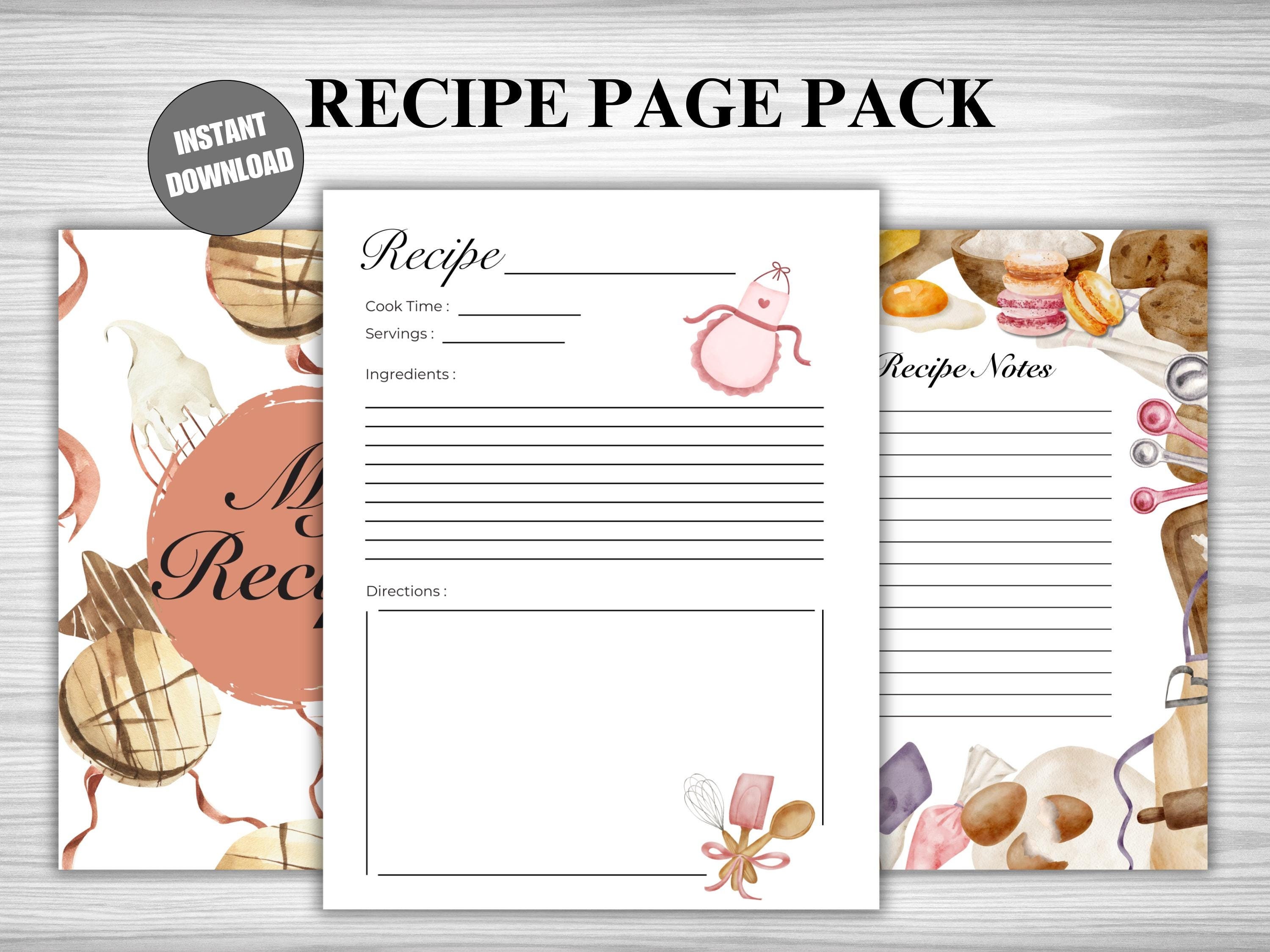 Recipe Binder Printables: Recipe Notes & Instructions (PDF) - Etsy