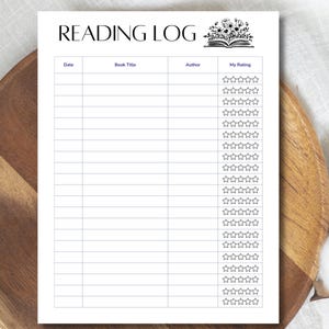 Book Review Bundle Printable Reading Log Book Tracker Reading Journal ...
