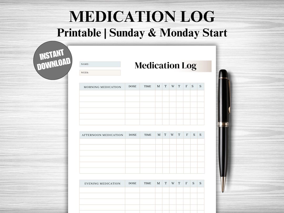 Medication Log Printable | Medication Tracker | Daily Meds Reminder ...