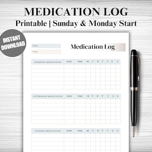 Medication Log Printable: Daily Tracker, AM PM Schedule (PDF) - Etsy