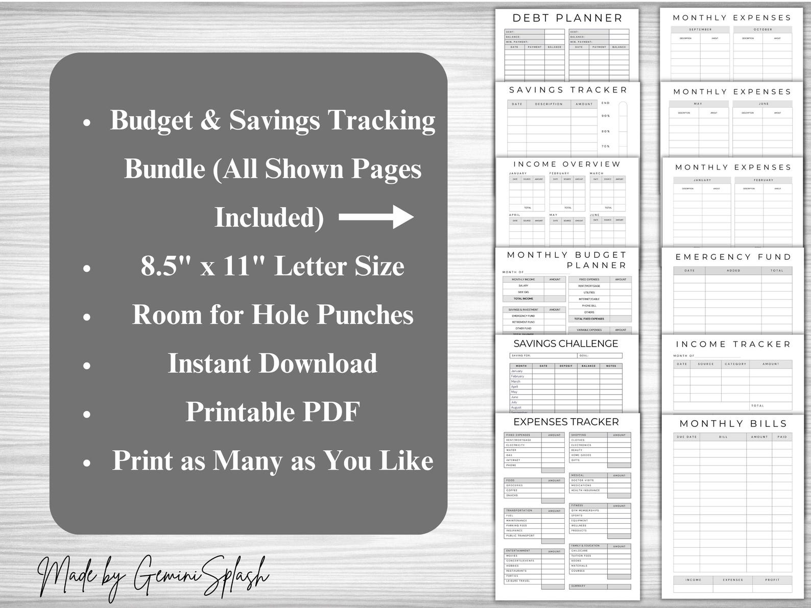 Minimalist Budget Planner Bundle: Finance Tracker Printables (PDF) - Etsy