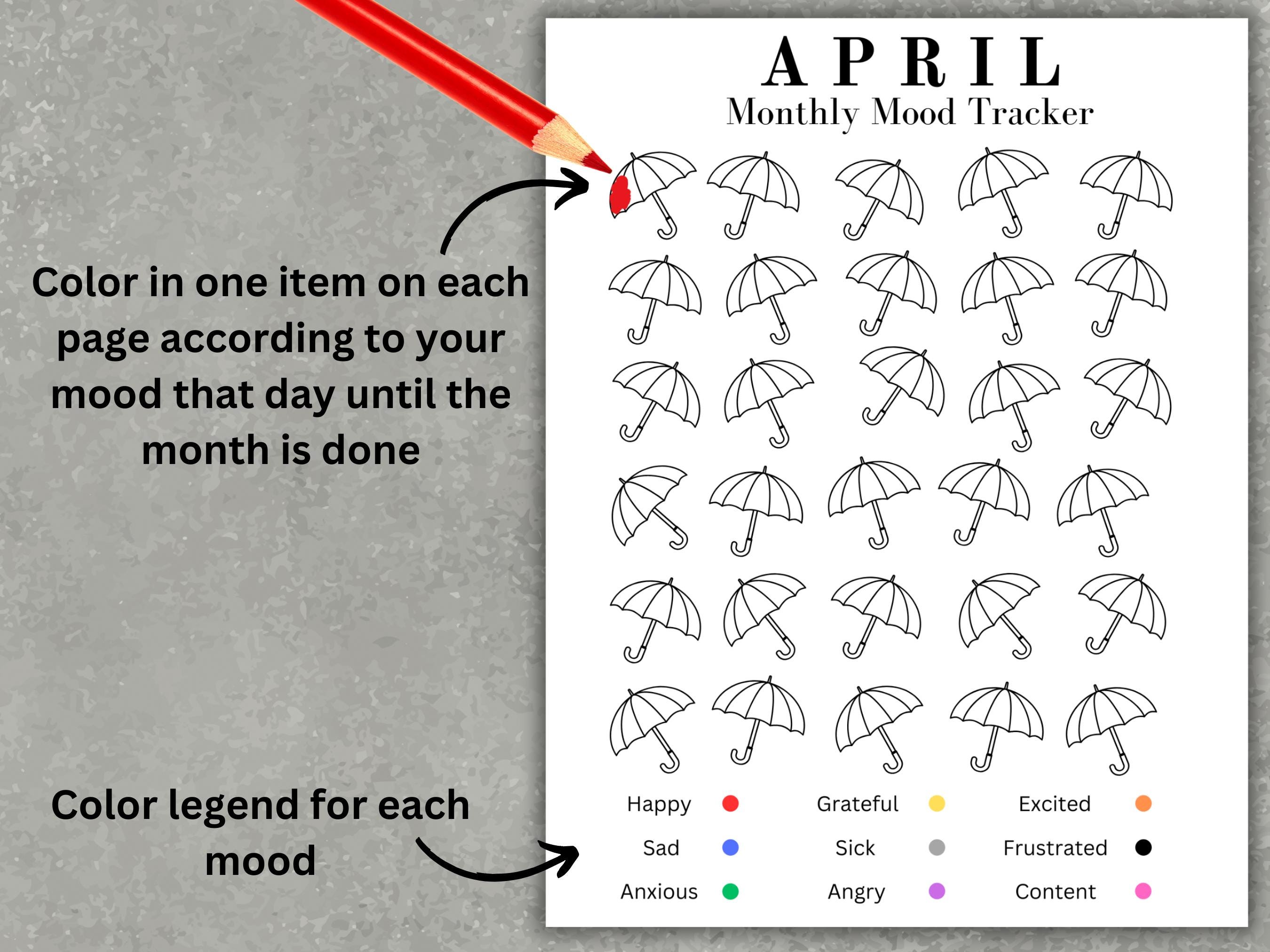 Monthly Mood Trackers | Yearly Mood Trackers | Mood Tracker Bundle ...
