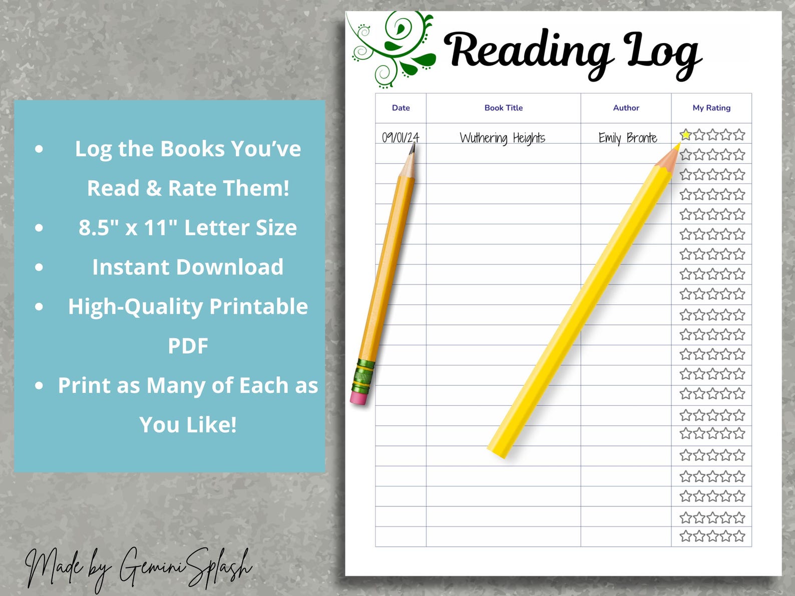 Book Tracker Printable | Reading Log Printable | Book Reading Template ...