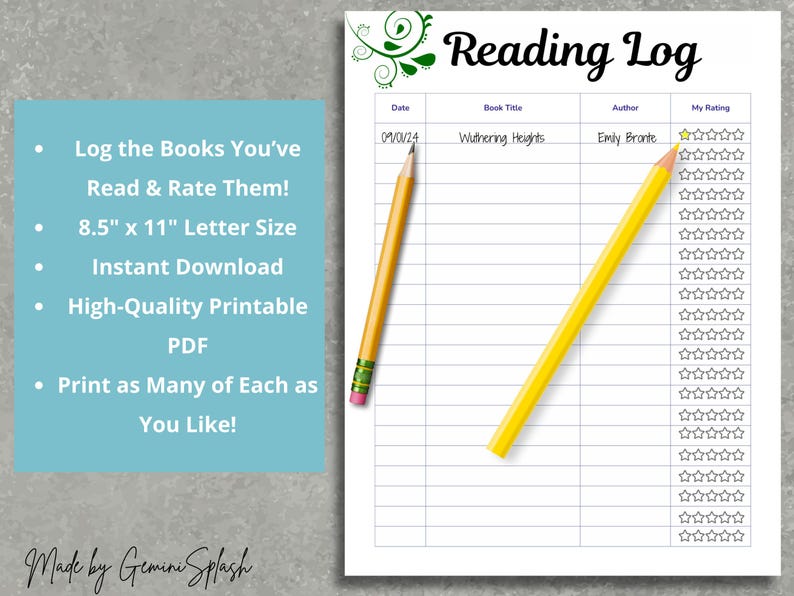 Book Tracker Printable | Reading Log Printable | Book Reading Template ...