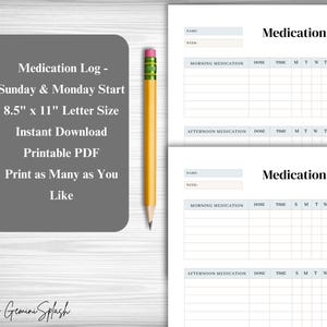 Medication Log Printable: Daily Tracker, AM PM Schedule (PDF) - Etsy