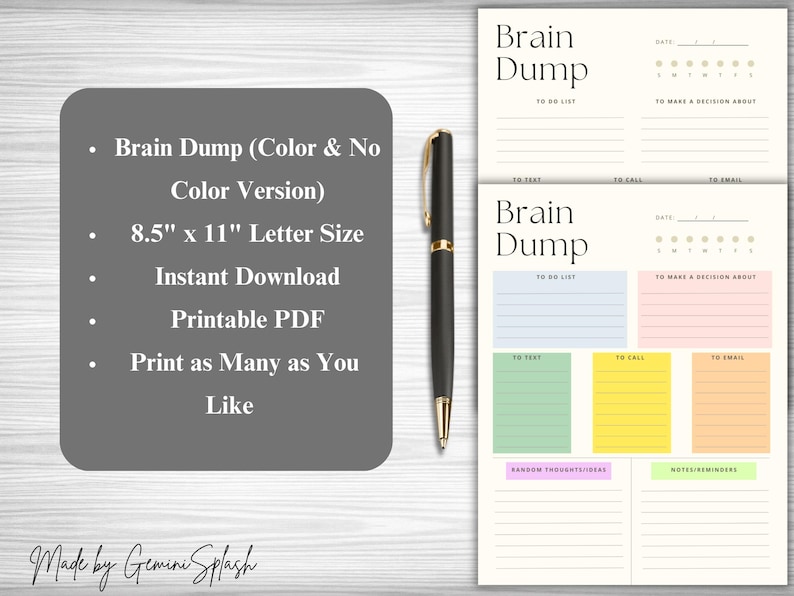 ADHD Brain Dump Planner: Daily Organizer (PDF) - Etsy