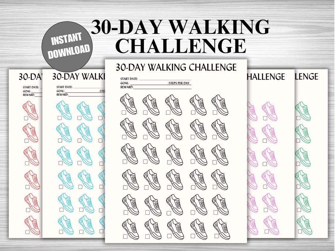 30-day Walking Challenge Printable | 30 Day Walk Tracker | Fitness ...