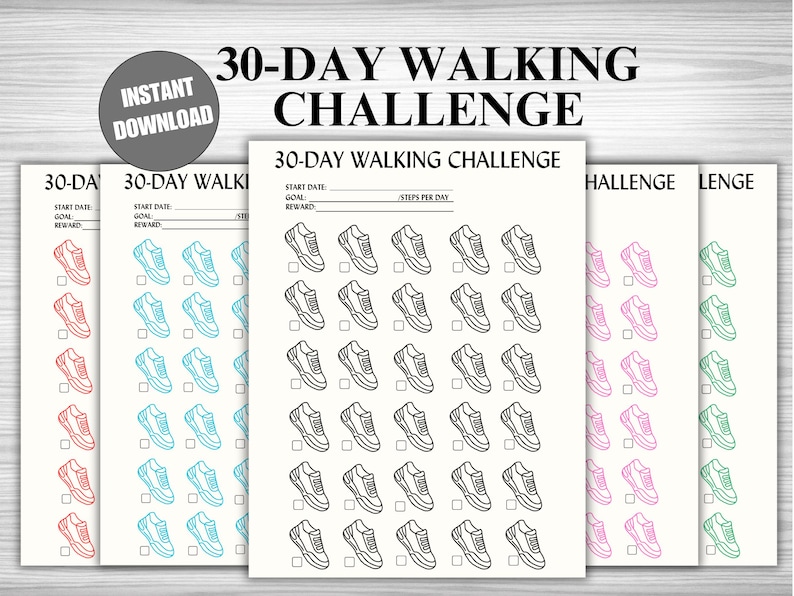 30-day Walking Challenge Printable | 30 Day Walk Tracker | Fitness ...