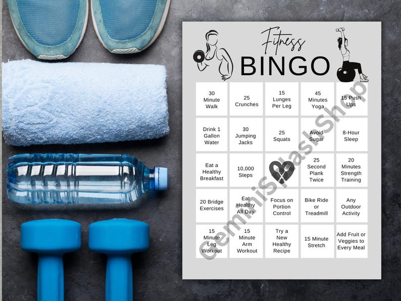 Fitness Bingo Printable | Exercise Bingo Game | Health Tracker ...
