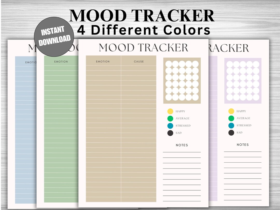 Mood Tracker Printable | Daily Feelings Tracker | Mood Journal ...