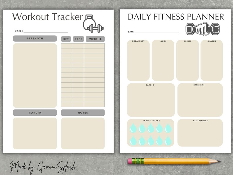 Fitness Planner Printable Bundle | Health & Fitness Journal Pages ...