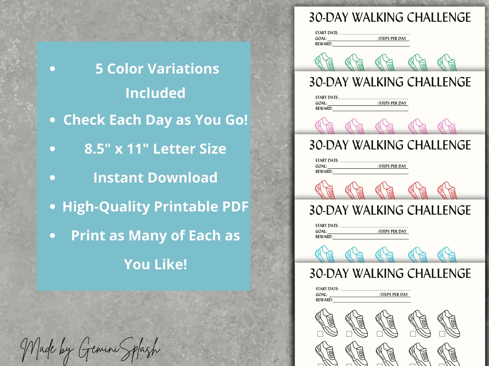 30-day Walking Challenge Printable | 30 Day Walk Tracker | Fitness ...