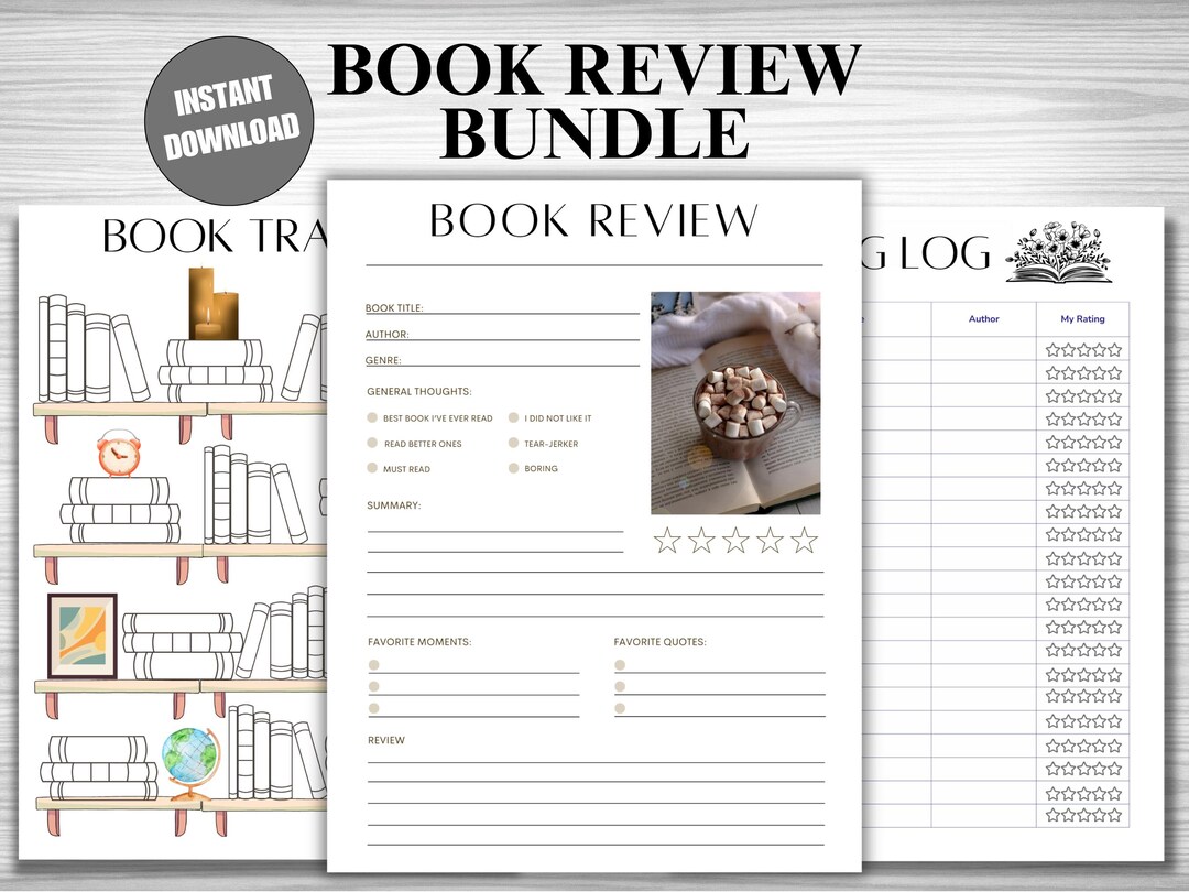 Book Review Bundle Printable: Reading Log & Tracker (PDF) - Etsy